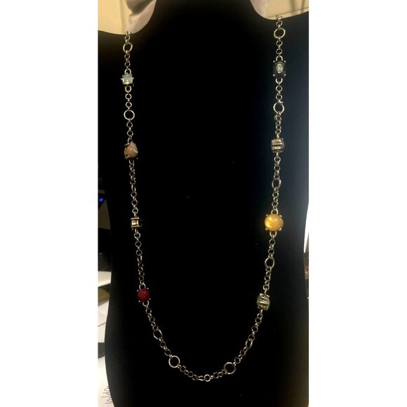 LOFT | Jewelry | Loft Beaded Chain Link Necklace With Gold Tone ...
